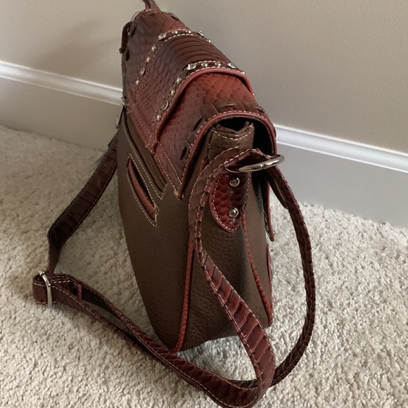 P & G Collection | Bags | P G Collection Brown Silver Stud Western ...